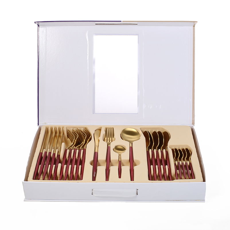 Spoon Bag 24 Pieces Red Gilded