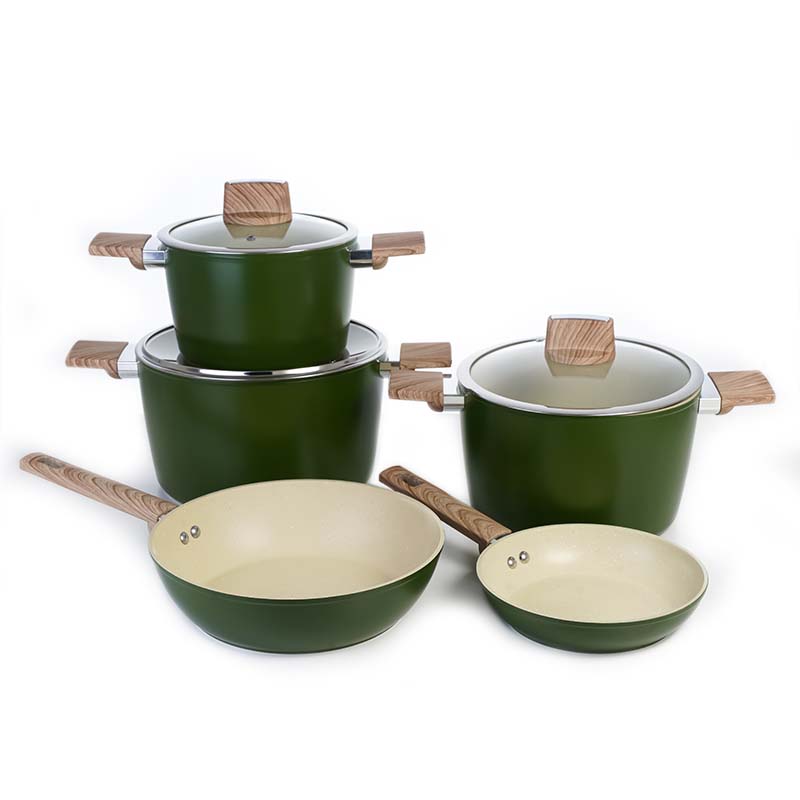 Ceramic pots set 11 pieces olive