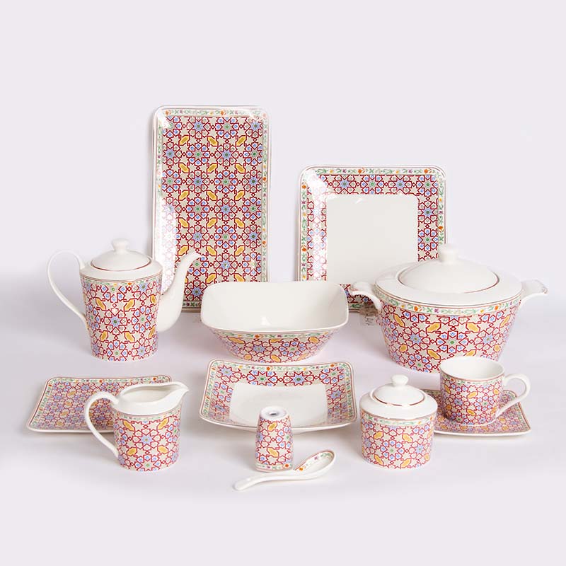 Colorful 100-piece dinner set