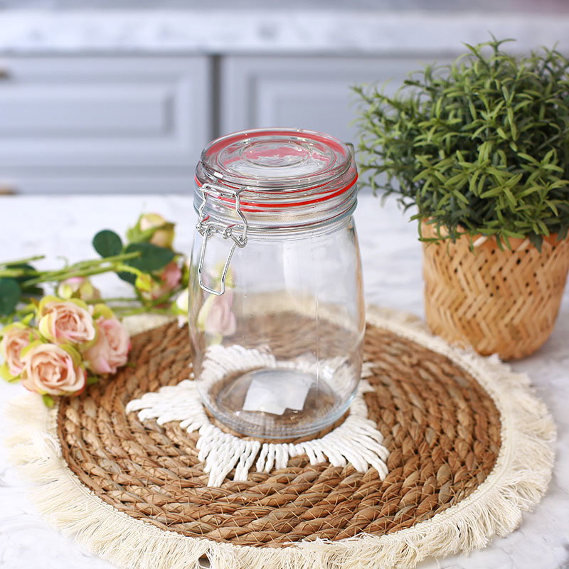 glass jar with lock 1000ml